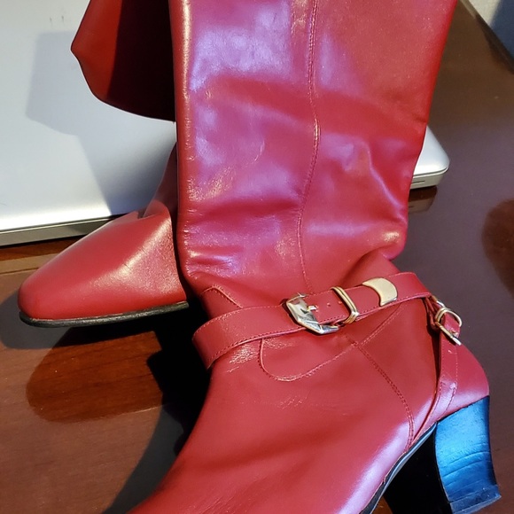 Cougar | Shoes | Cherry Red Mid Calf Cougar Boot 75 | Poshmark